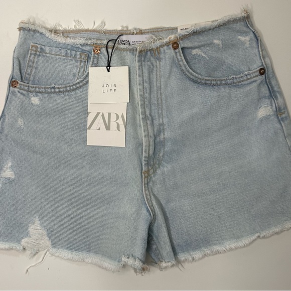 Zara | Shorts | Zara Size Us Midrise Denim Short In Light Blue | Poshmark